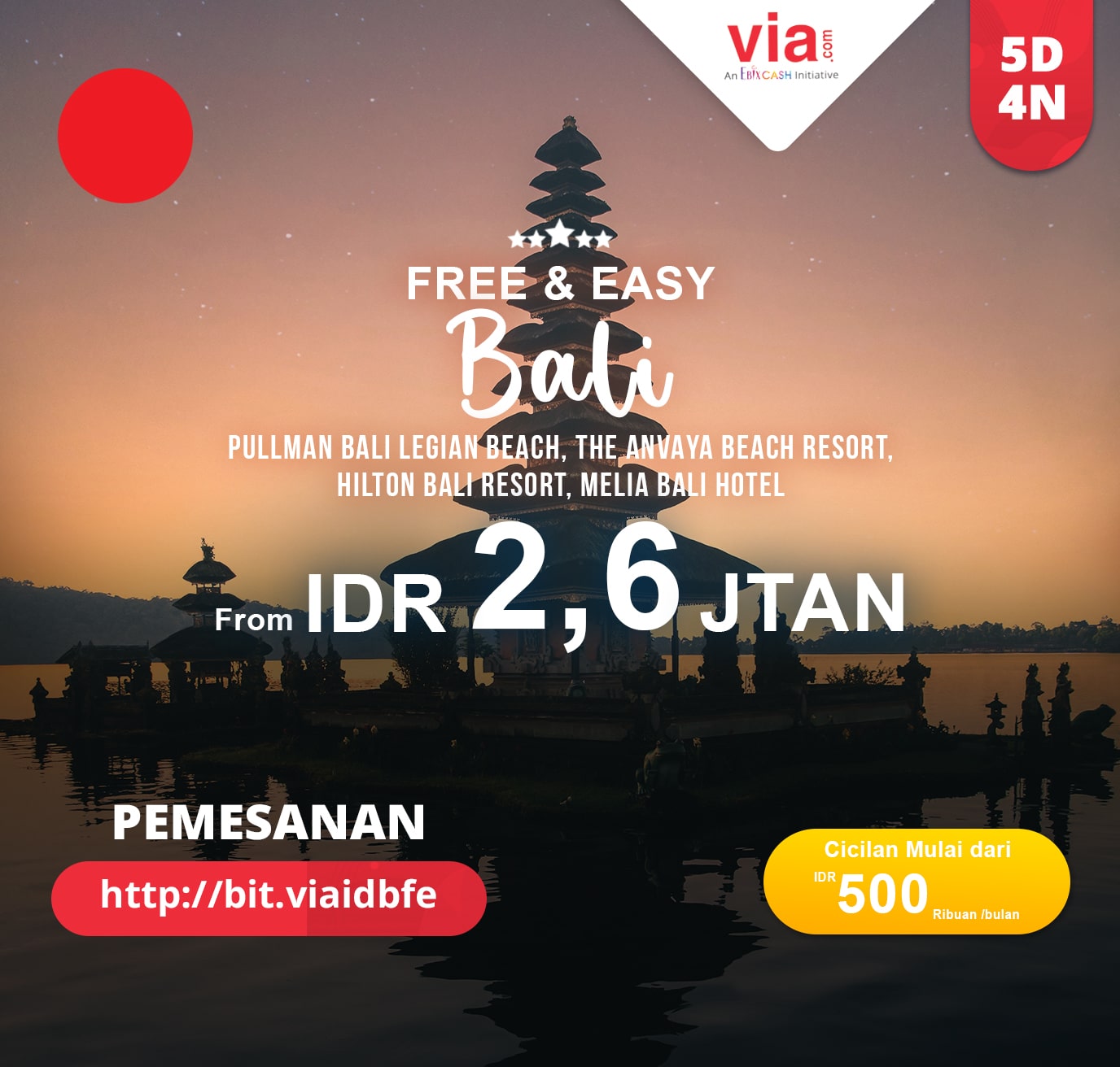 Promo Tiket Pesawat Termurah, Hotel, Kereta dan Paket Liburan di Via.com